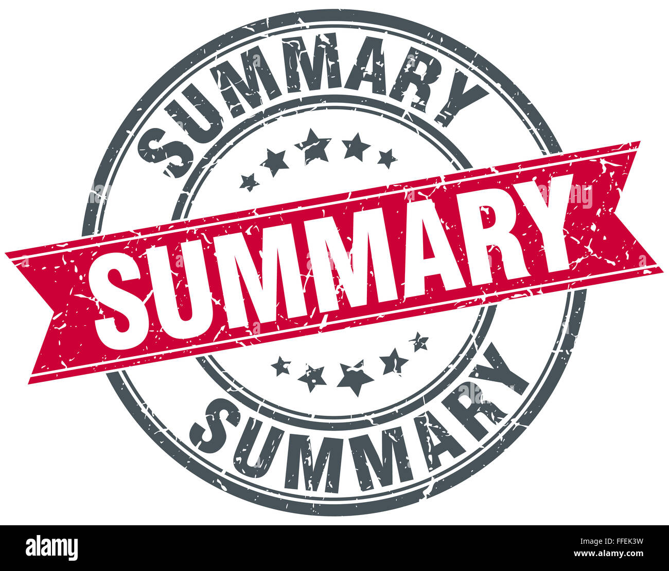 summary red round grunge vintage ribbon stamp Stock Photo - Alamy