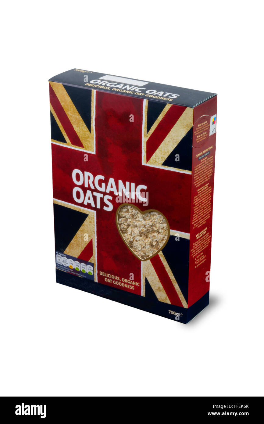 Breakfast cereal box of organic oats on a white background Stock Photo ...