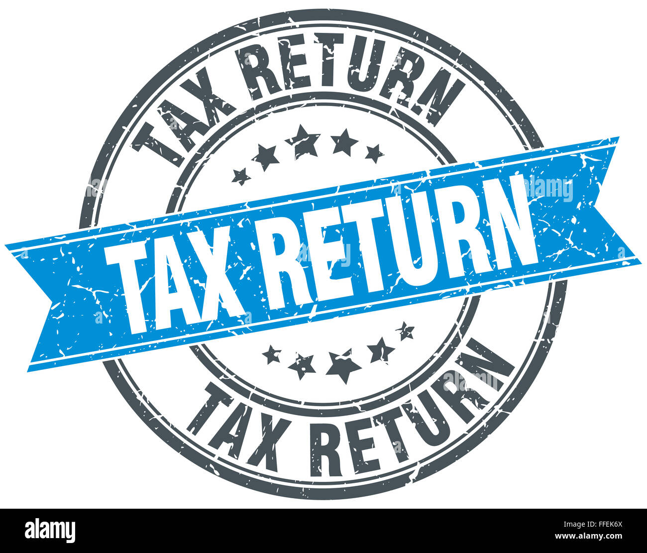 tax return blue round grunge vintage ribbon stamp Stock Photo - Alamy