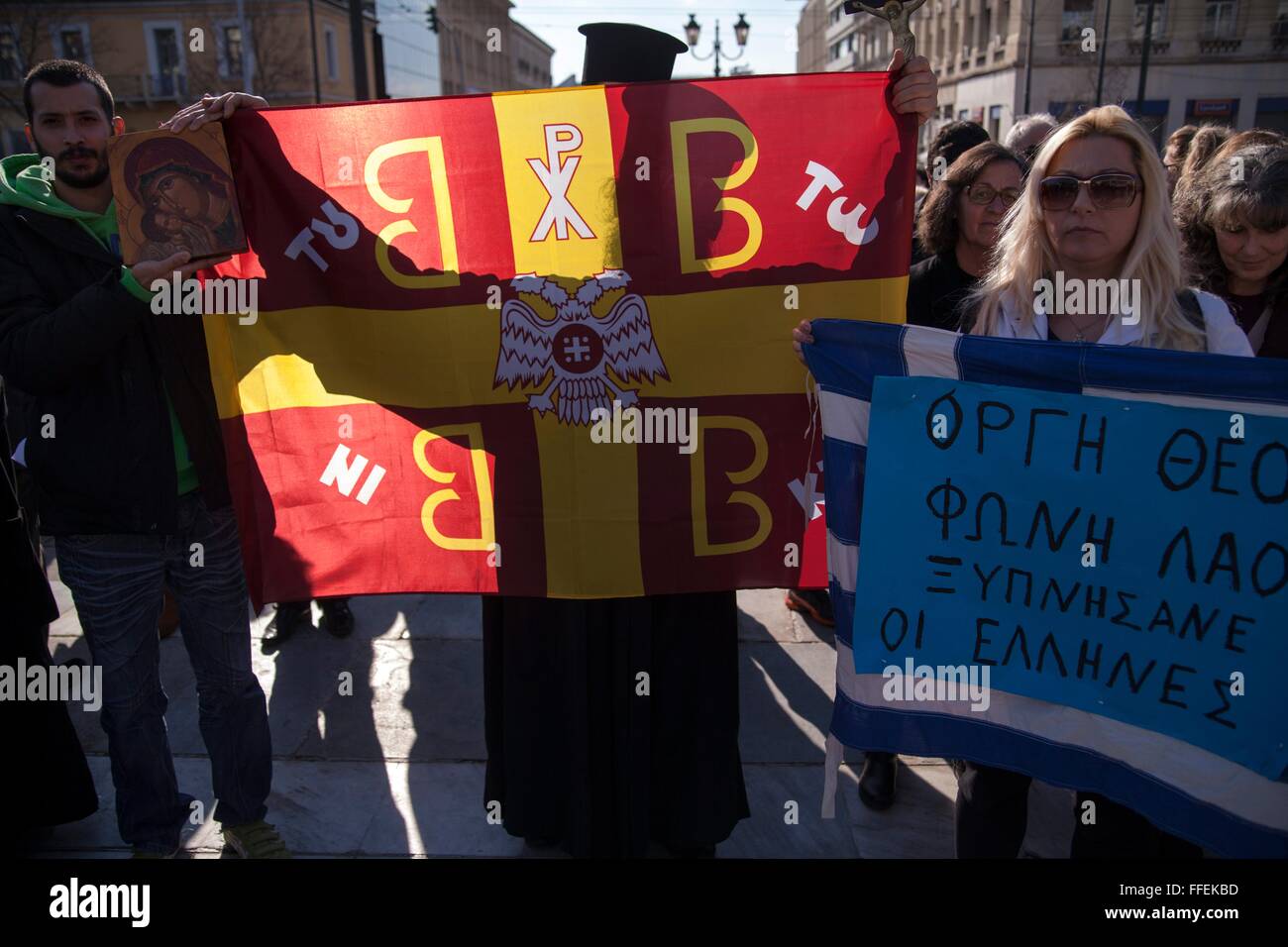 Greek-Orthodox prists and faithful Greeks protest against current Greek ...