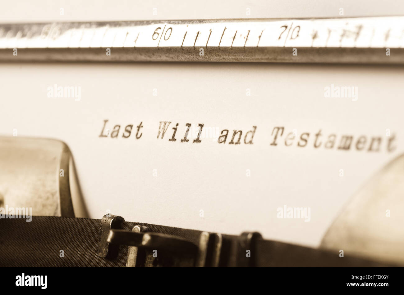 words last will and testament written on old typewriter Stock Photo - Alamy