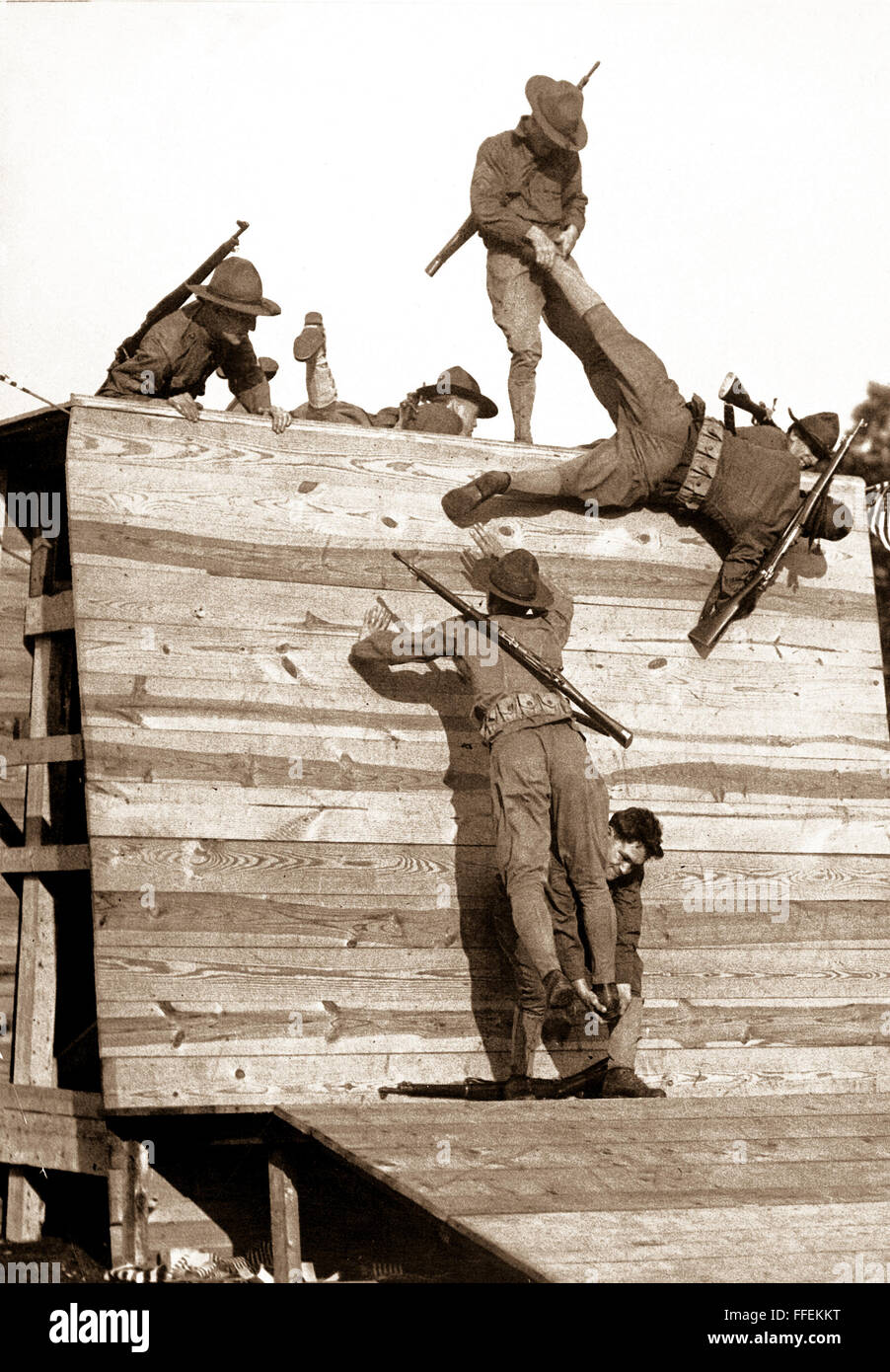 Wall scaling at Camp Wadsworth, S.C. Ca. 1918. Photograph By Paul ...
