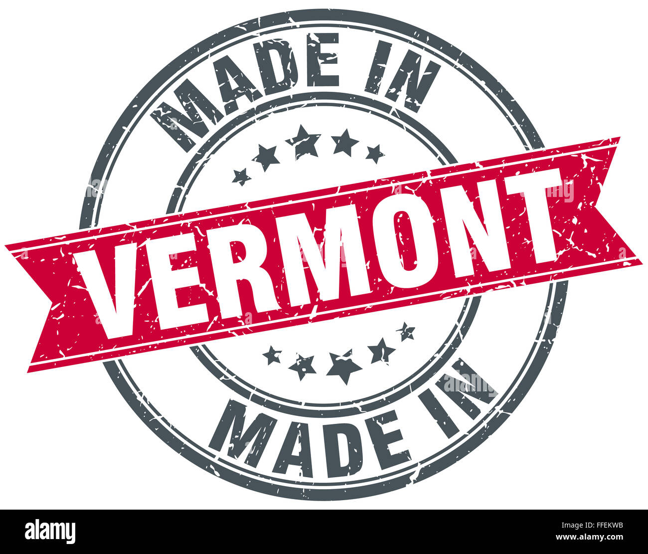 made in Vermont red round vintage stamp Stock Photo - Alamy