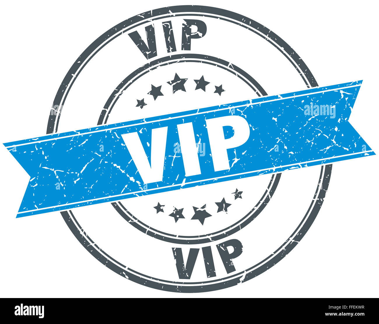 vip blue round grunge vintage ribbon stamp Stock Photo - Alamy