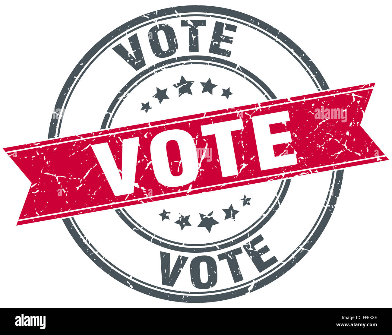 vote red round grunge vintage ribbon stamp Stock Photo - Alamy