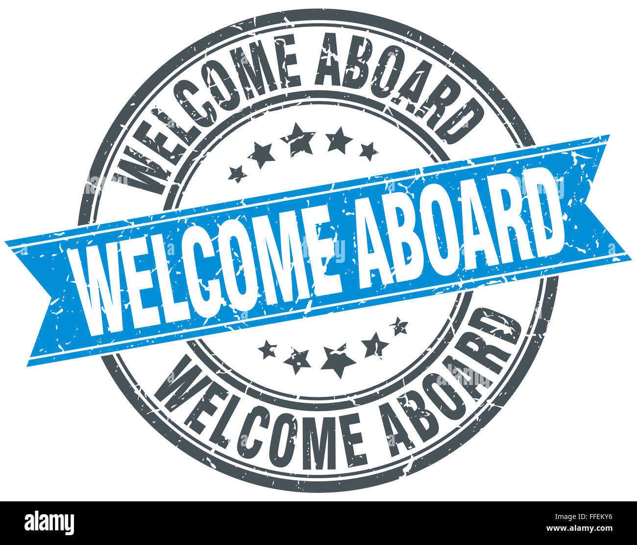 welcome aboard blue round grunge vintage ribbon stamp Stock Photo - Alamy