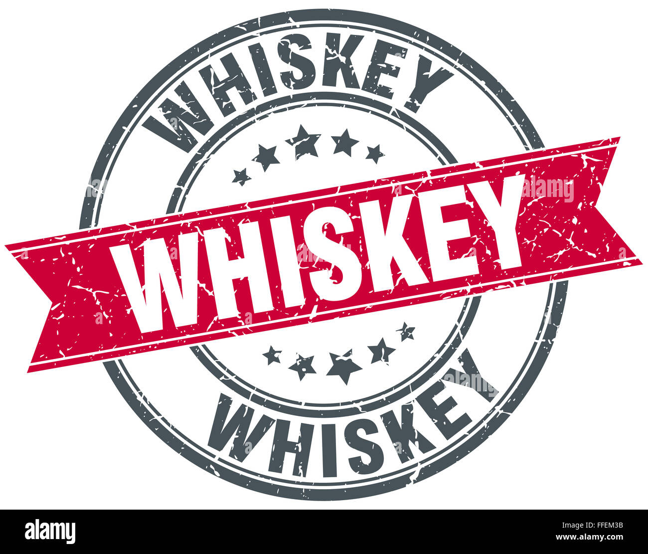whiskey red round grunge vintage ribbon stamp Stock Photo - Alamy