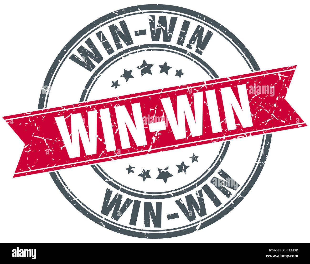 win-win red round grunge vintage ribbon stamp Stock Photo - Alamy