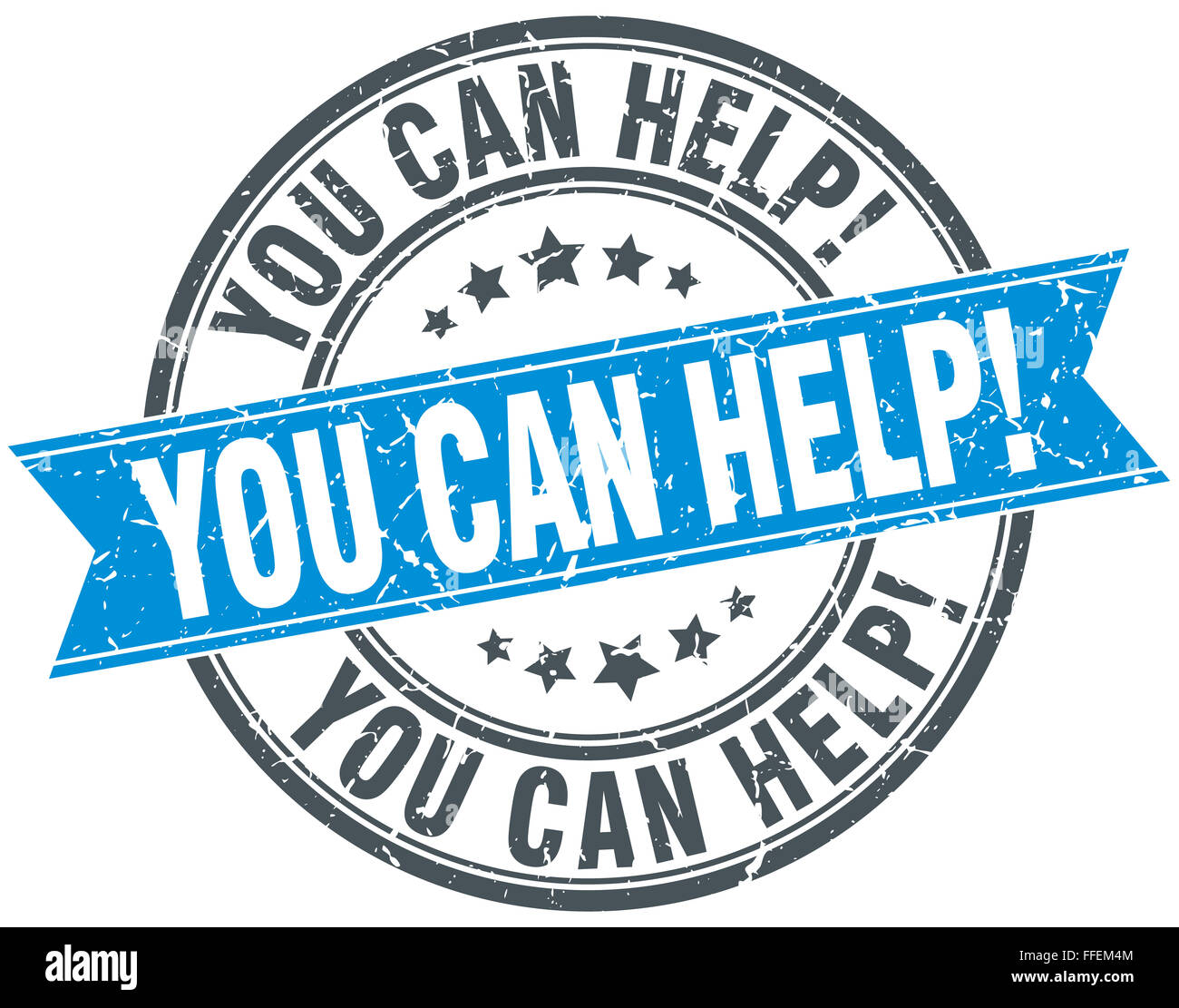you can help blue round grunge vintage ribbon stamp Stock Photo - Alamy