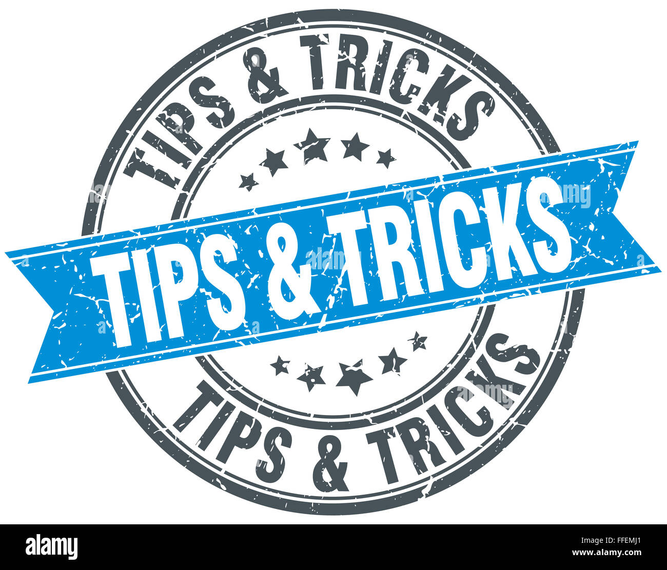 tips & tricks blue round grunge vintage ribbon stamp Stock Photo - Alamy