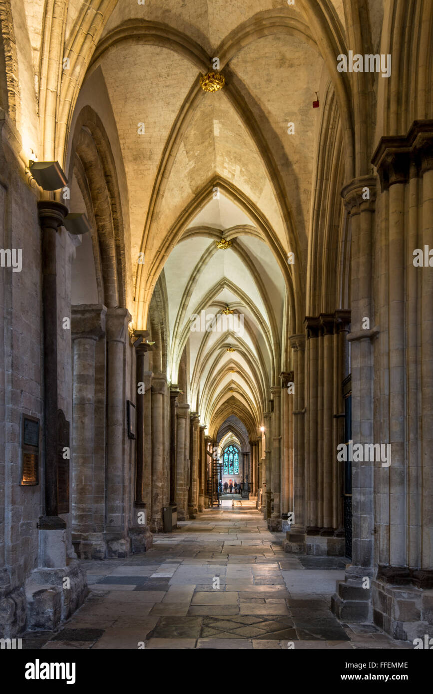 Vaulted corridor in Chichester Cathedral Stock Photo - Alamy