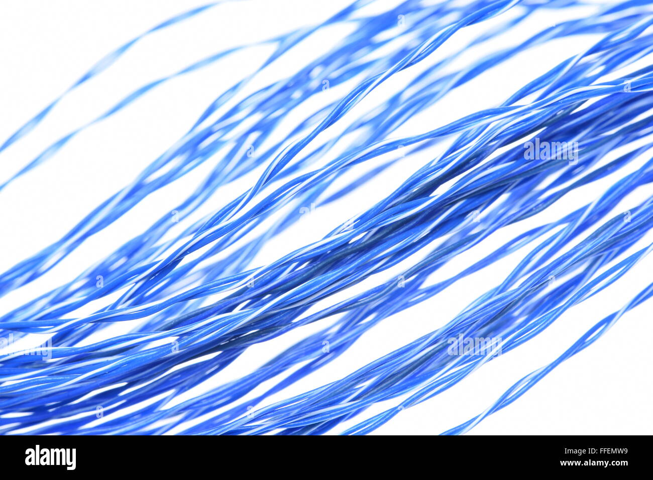 Blue computer cable isolated on white background Stock Photo - Alamy