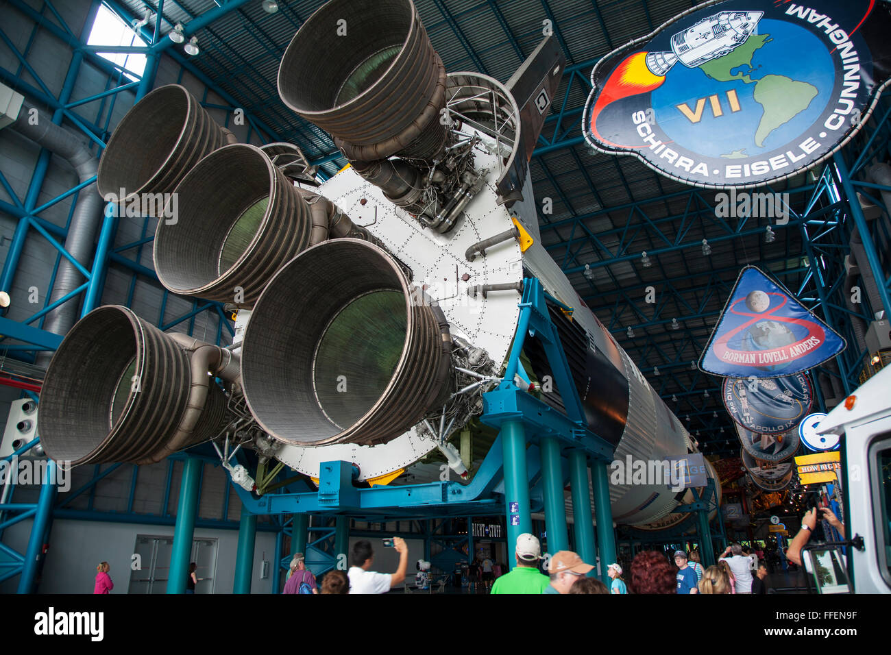 Saturn V Apollo rocket on display at NASA Kennedy Space Center, Florida ...