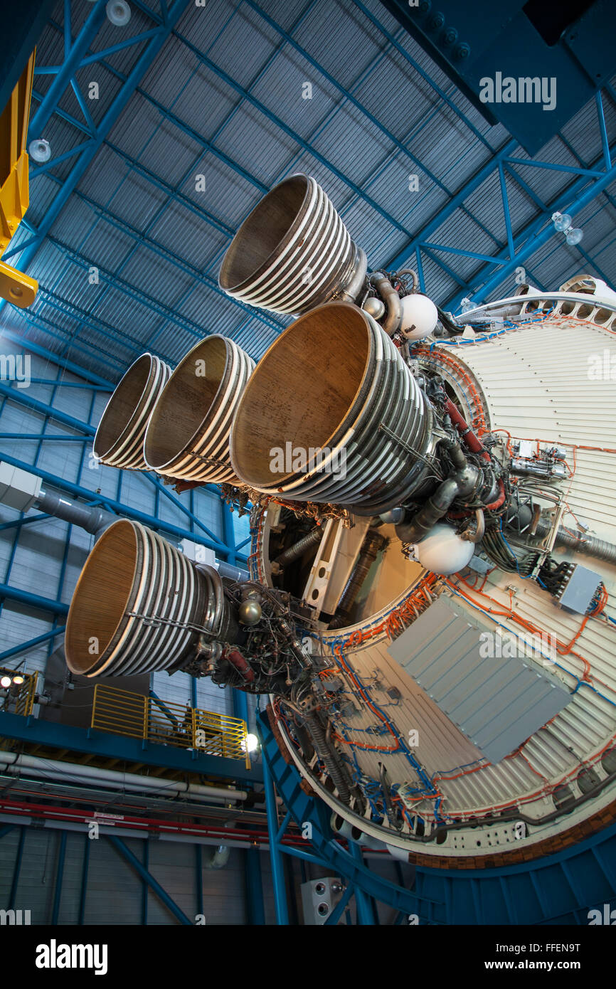 Saturn V Apollo rocket on display at NASA Kennedy Space Center, Florida ...
