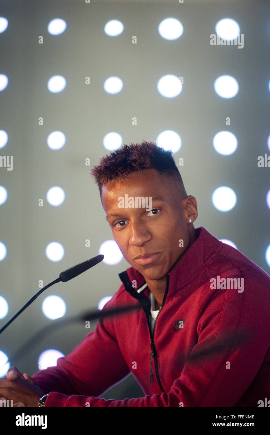 Berlin, Germany. 12th Feb, 2016. Pole vault world champion Raphael ...