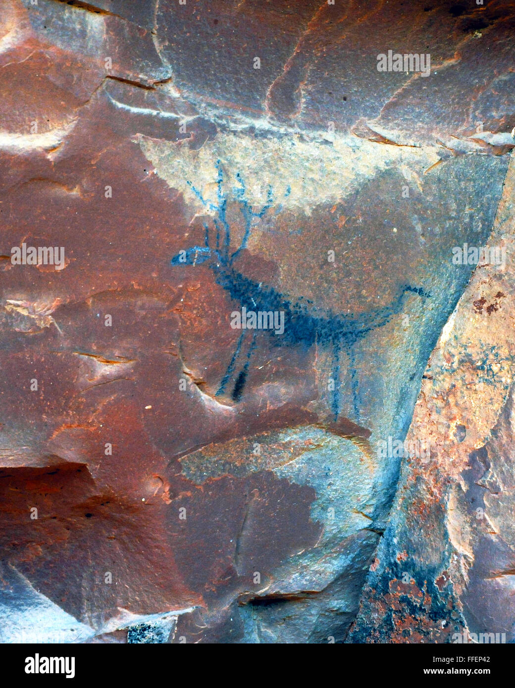 Native American Indian Pictographs drawn or painted on rock face ...