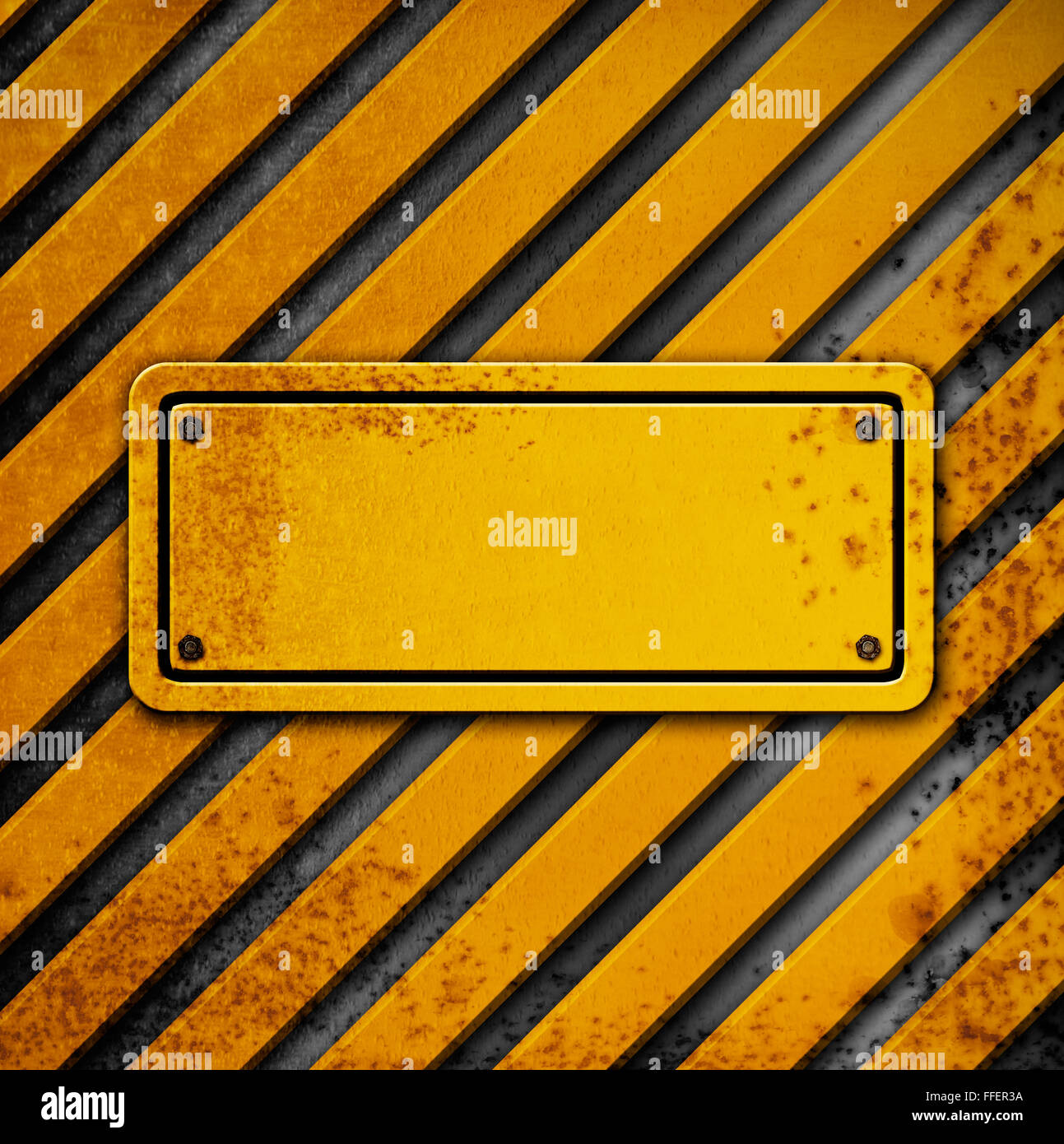 Metal background with a yellow warning stripes Stock Photo - Alamy