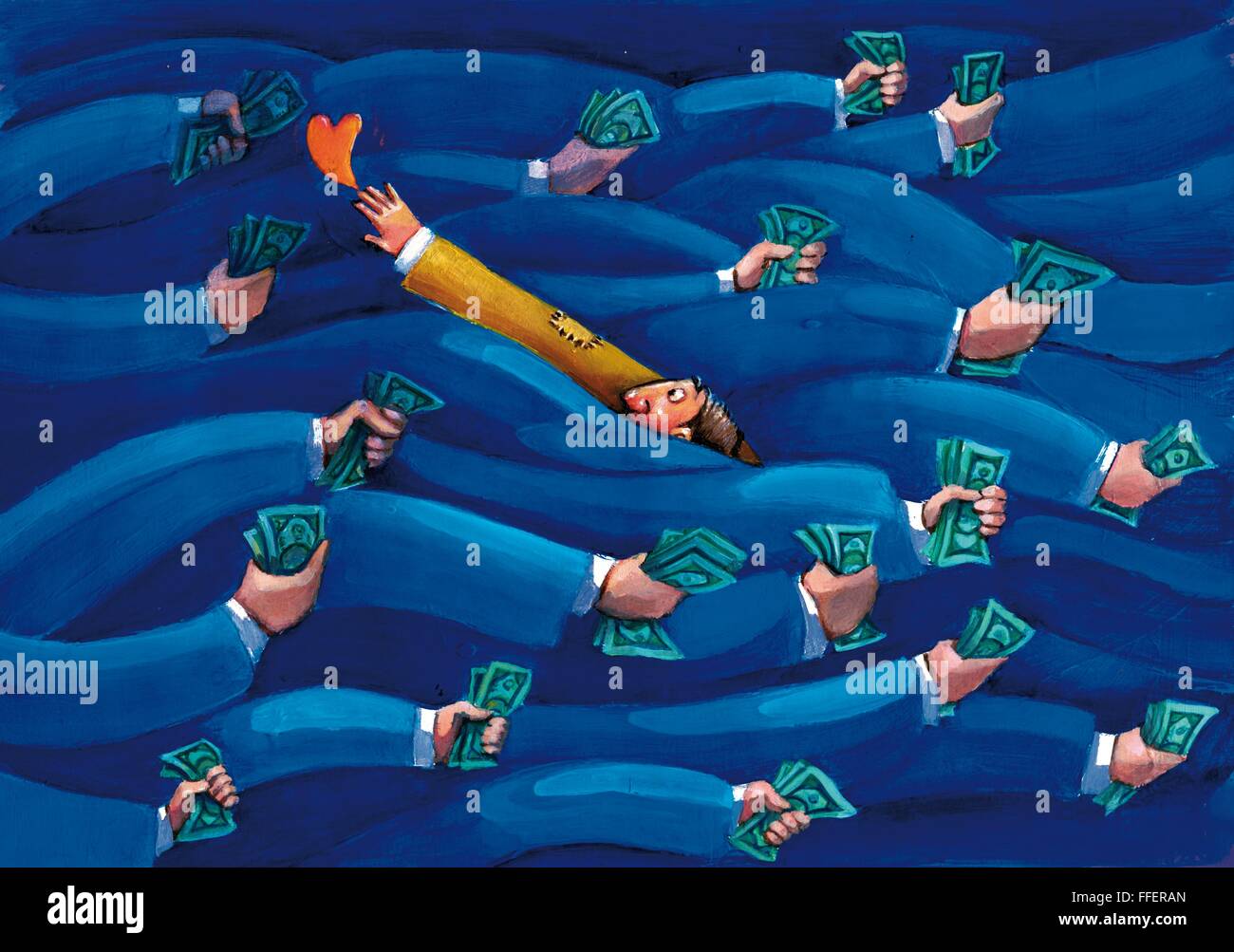 Man chasing his heart going against who pursues profit Stock Photo - Alamy
