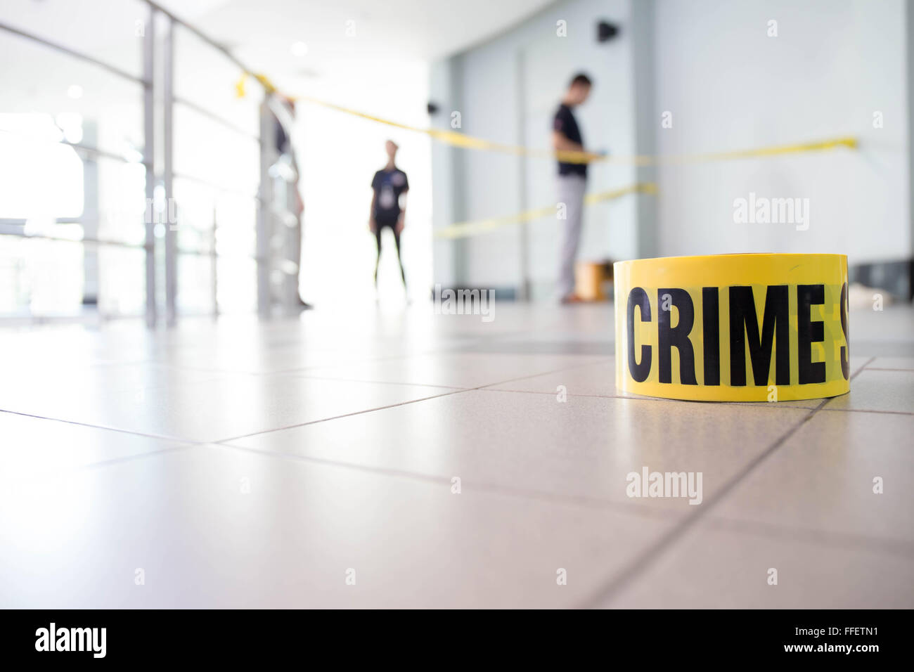 crime investigation concepts by police yellow line tape and forensic ...