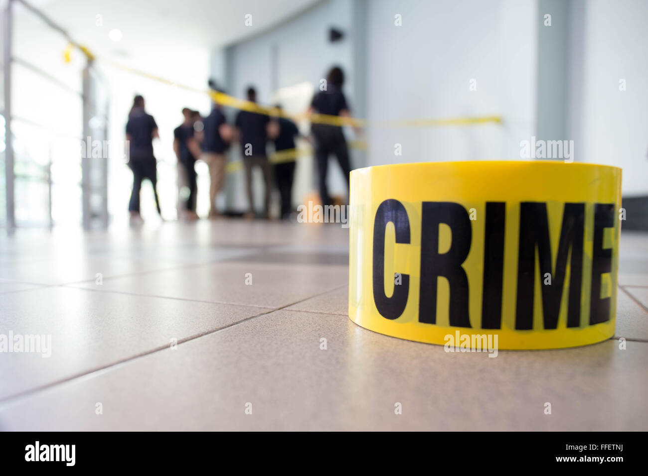 crime investigation concepts by police yellow line tape and forensic ...