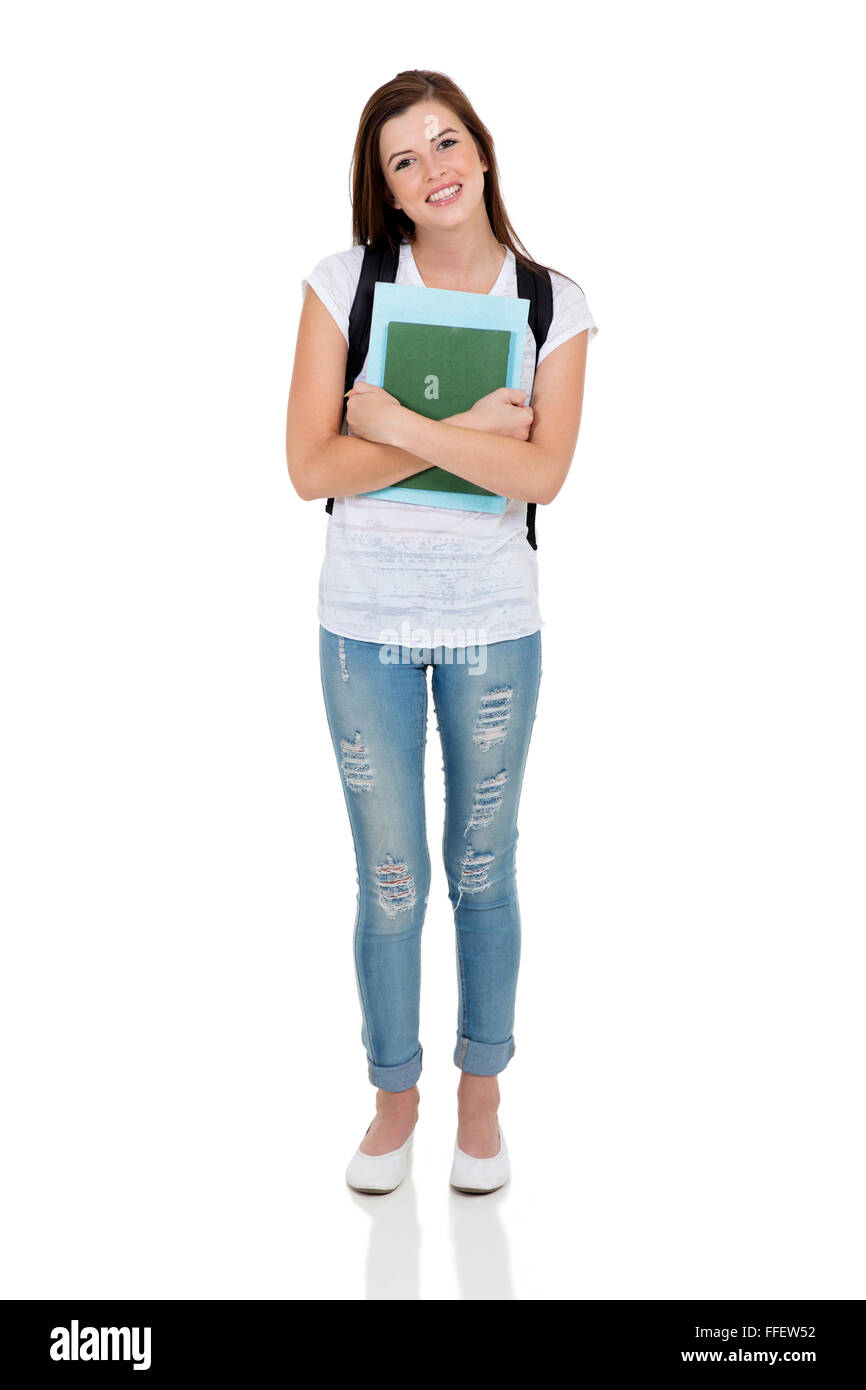 beautiful young university student holding books Stock Photo - Alamy