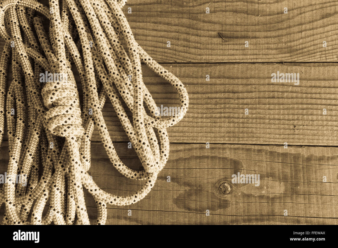 Nylon rope on wooden hi-res stock photography and images - Alamy