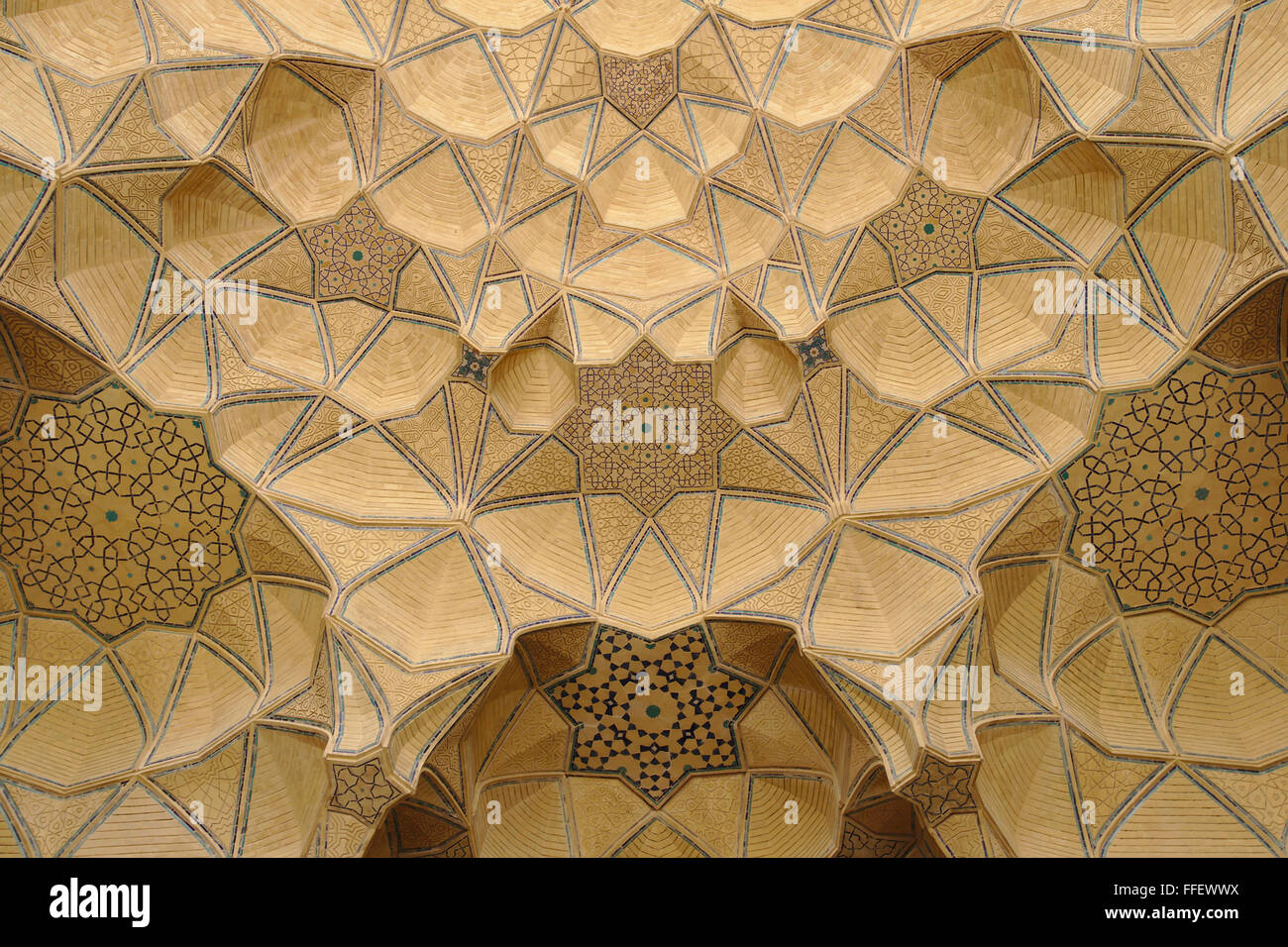 Ceiling of an Iwan, a vaulted open room in Jameh Mosque, Isfahan, Iran ...