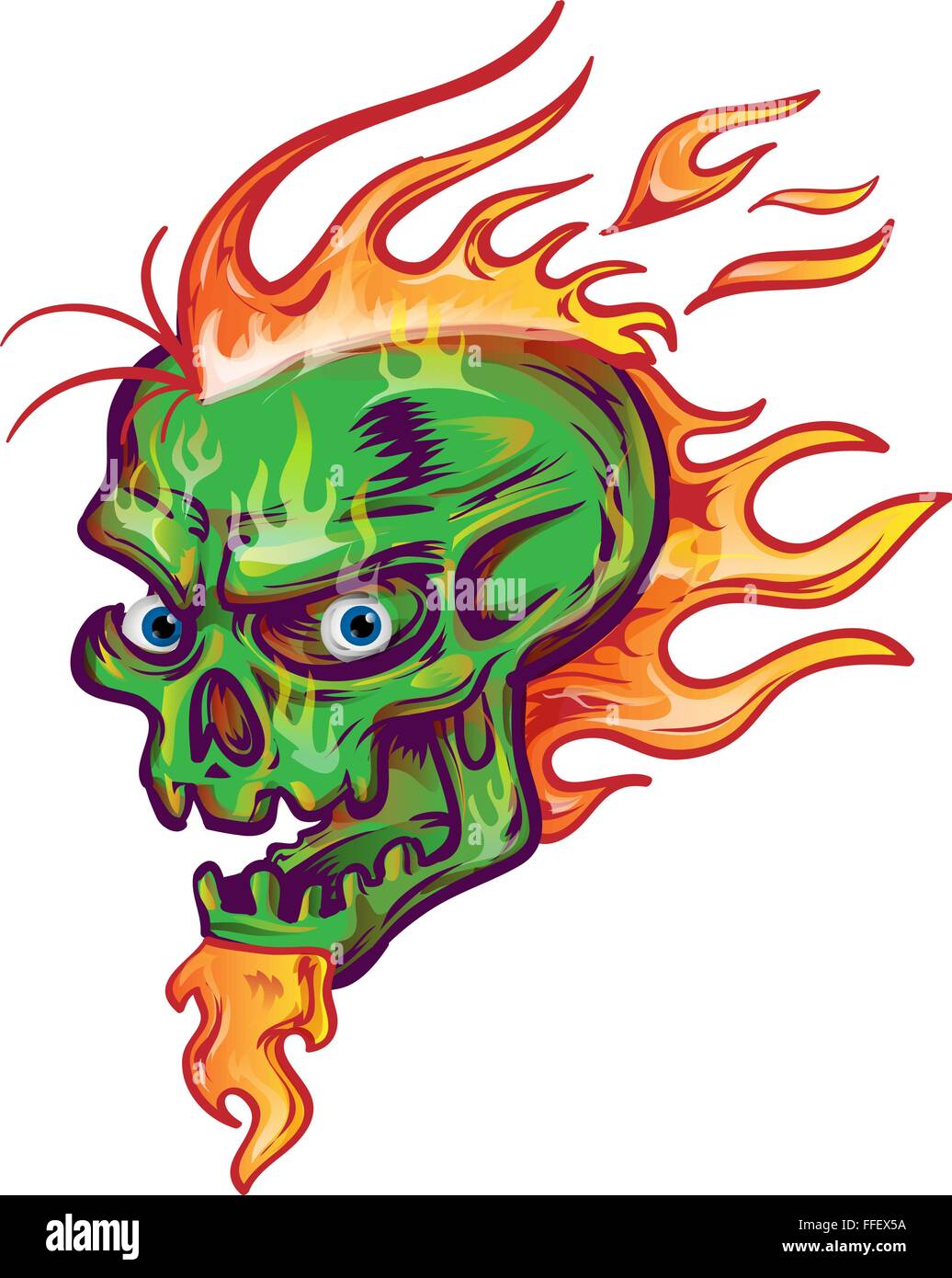 Green Flame Skull