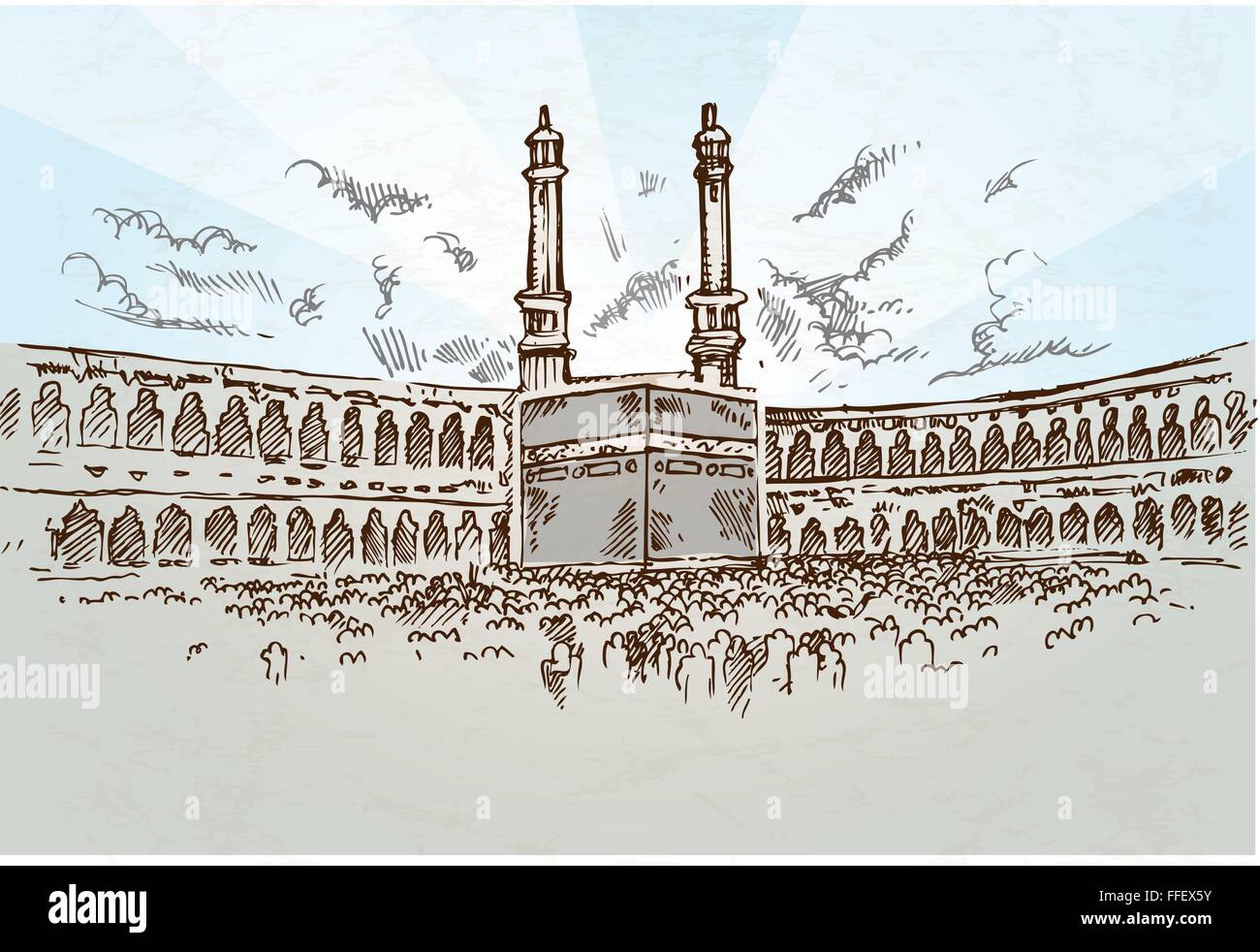 mecca background drawing hand drawn Stock Vector Image & Art - Alamy