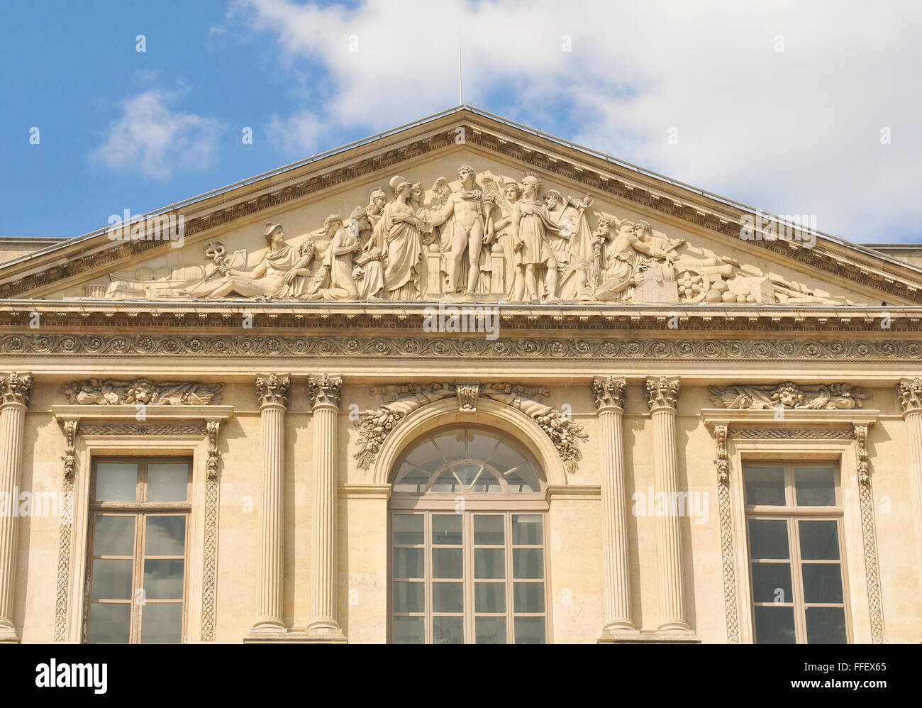 Paris, France - July 9, 2015: Architectural detail of the Louvre Museum ...