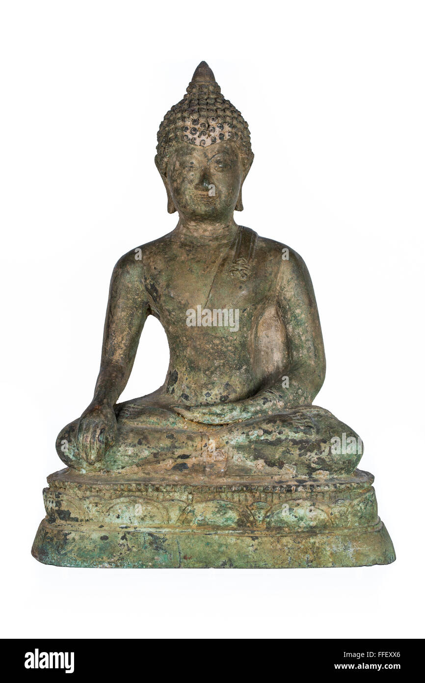 Old Buddha bronze isolated on white background Stock Photo - Alamy