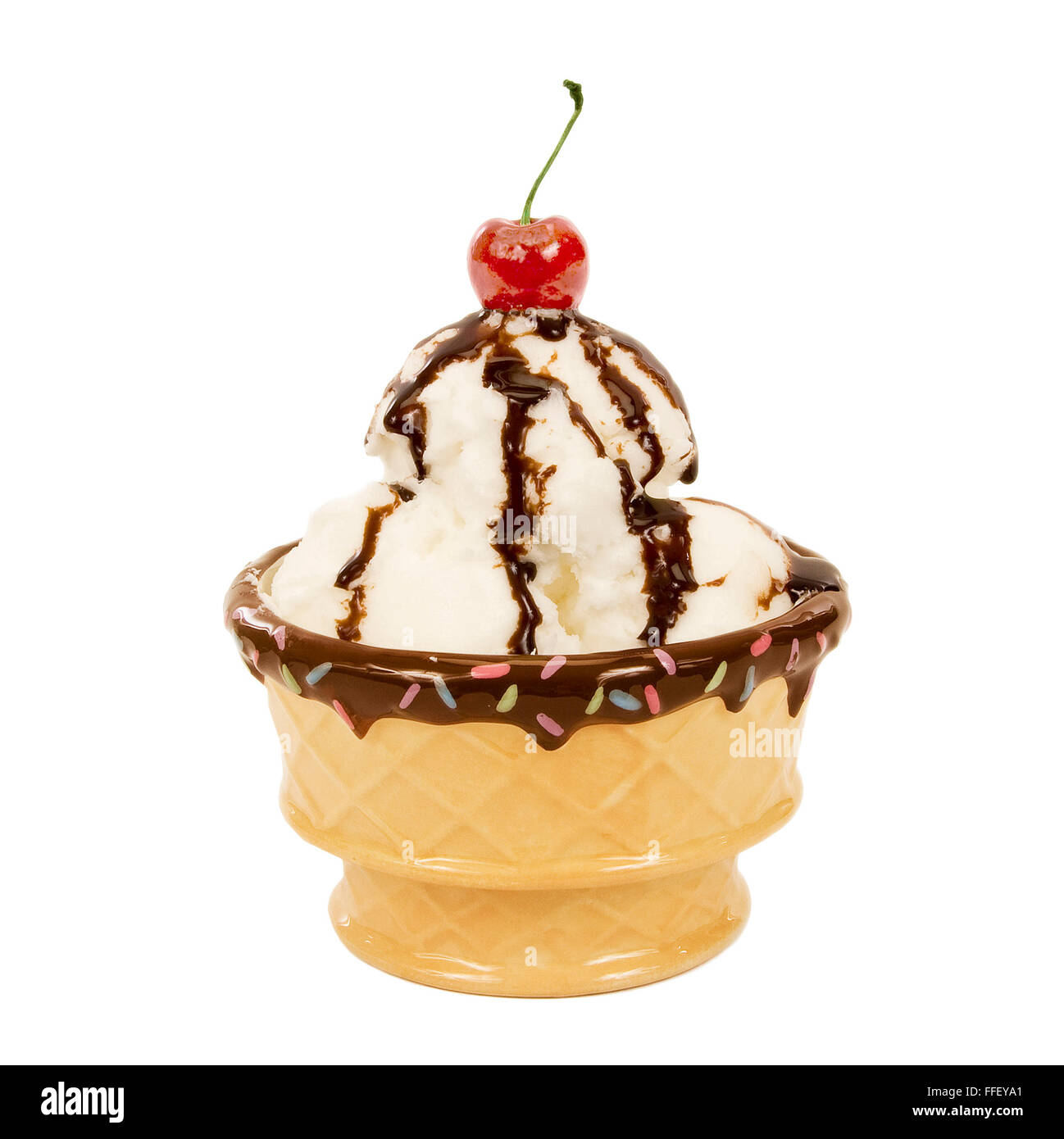 Ice Cream Sundae on a White Background Stock Photo - Alamy