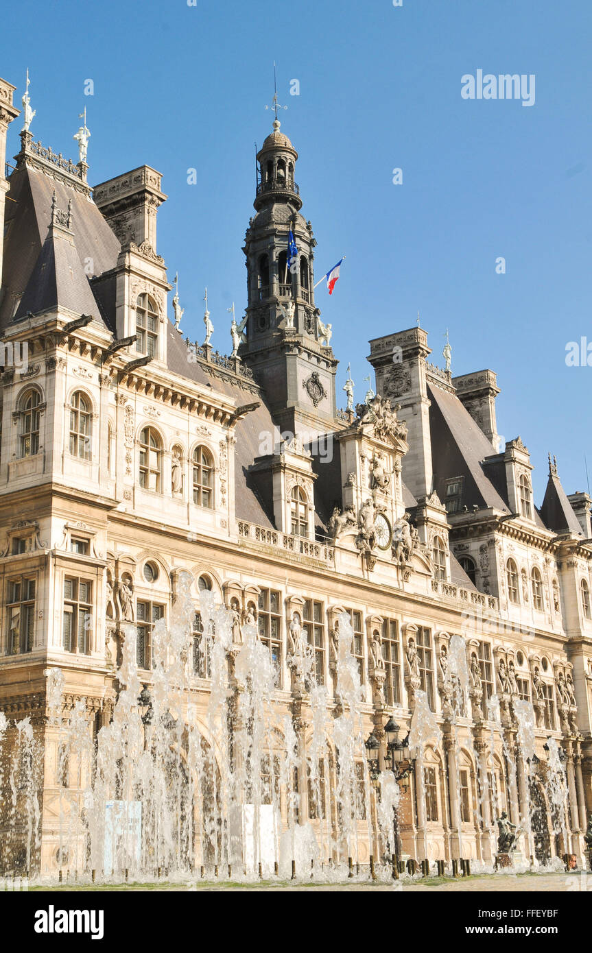 Paris, France - July 9, 2015: Architecture of The Hotel de Ville (City ...