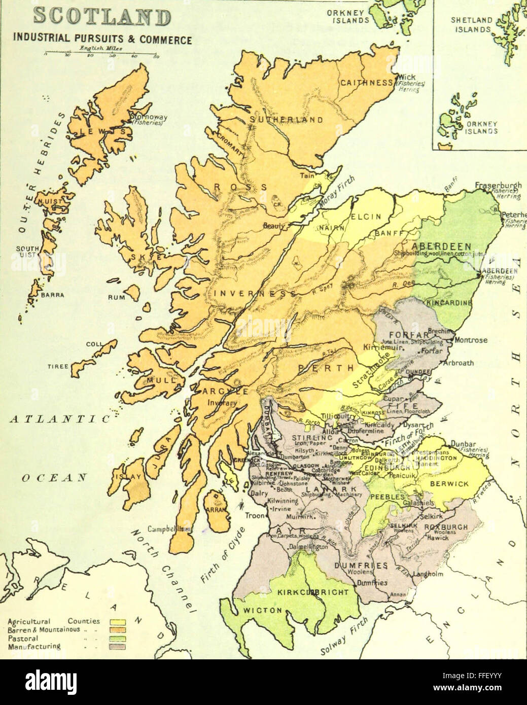 Historical Map of Scotland Stock Photo - Alamy