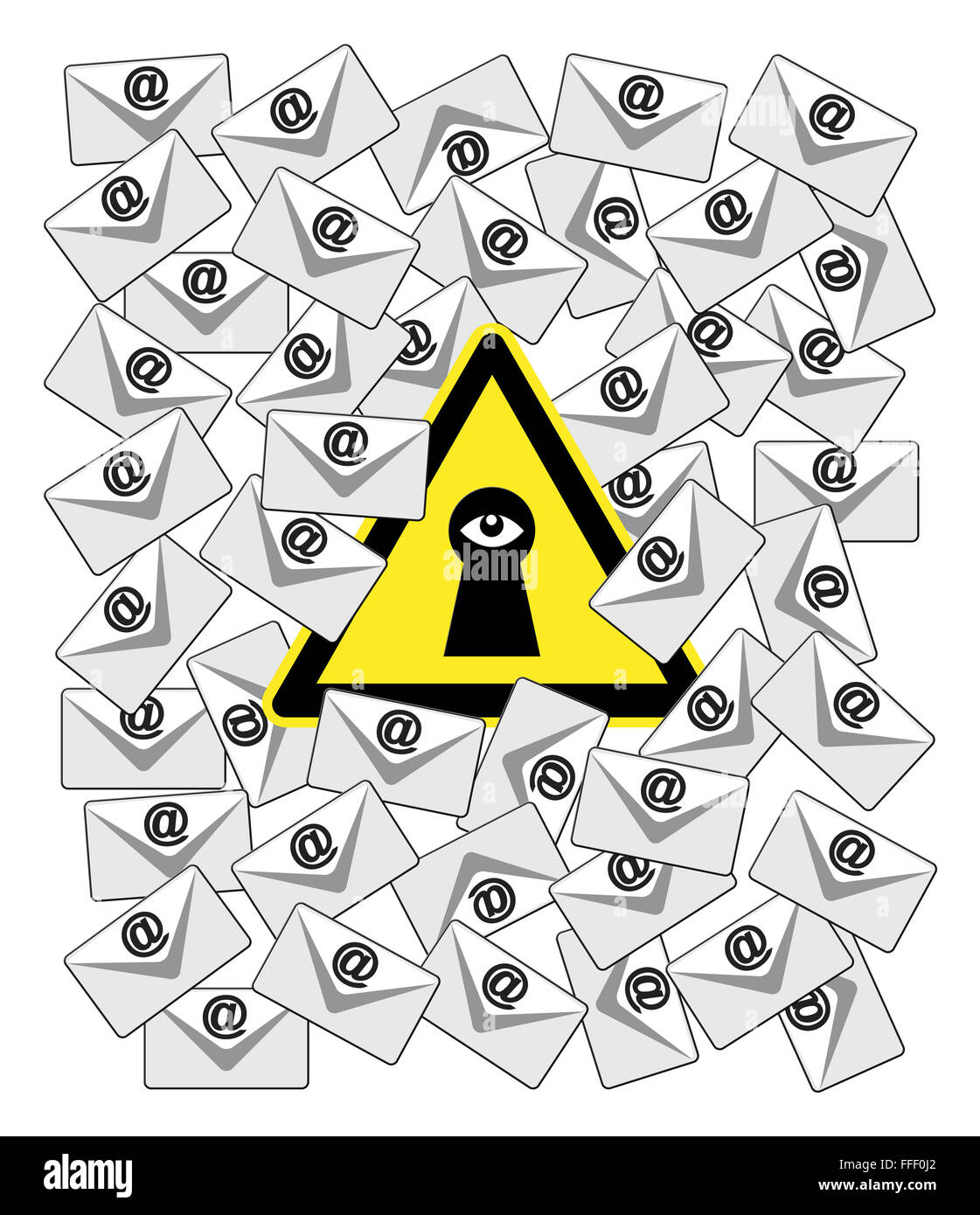 Caution Email Spy Stock Photo - Alamy