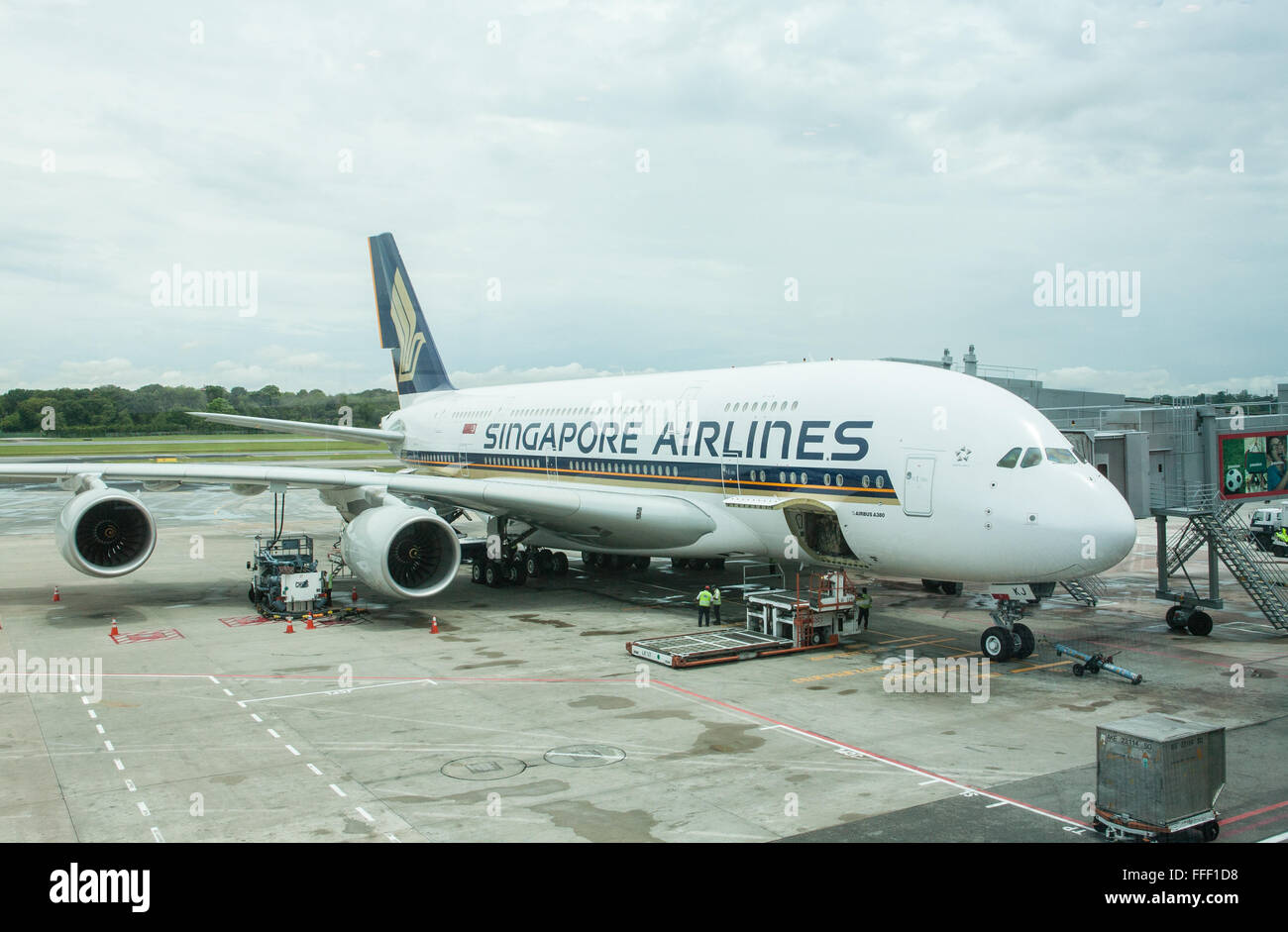 A380 double decker Airbus at Changi Airport,Singapore Stock Photo - Alamy
