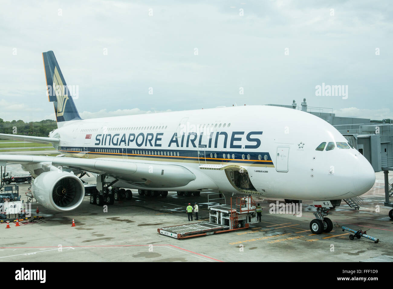 A380 double decker Airbus at Changi Airport,Singapore Stock Photo - Alamy