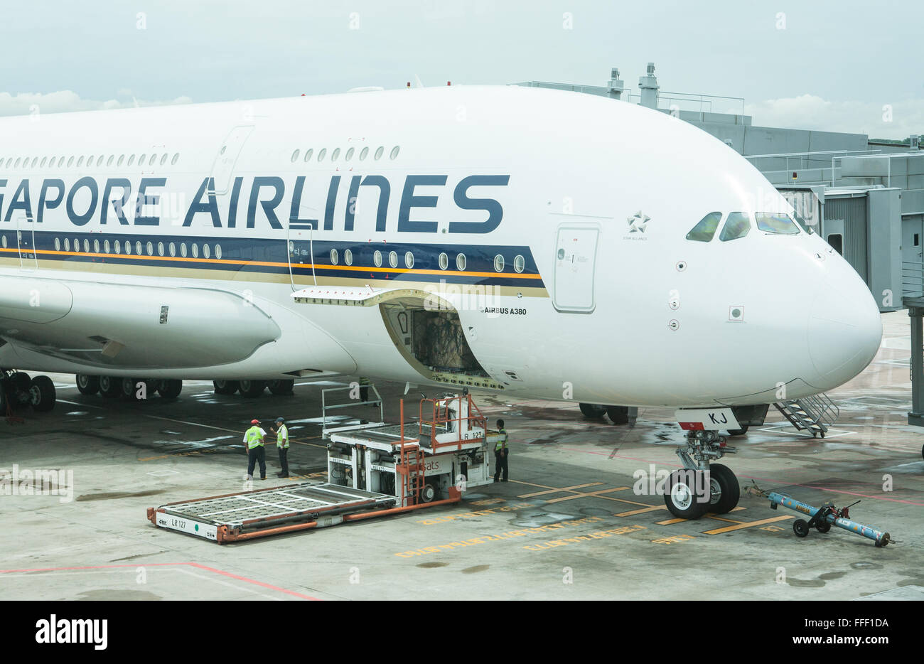 A380 double decker Airbus at Changi Airport,Singapore Stock Photo - Alamy