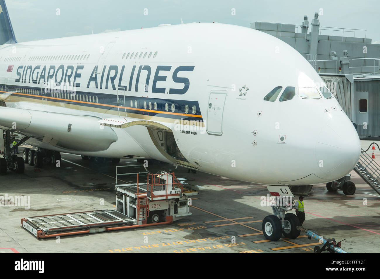 A380 double decker Airbus at Changi Airport,Singapore Stock Photo - Alamy