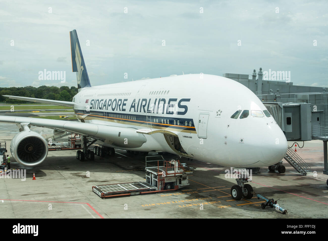A380 double decker Airbus at Changi Airport,Singapore Stock Photo - Alamy
