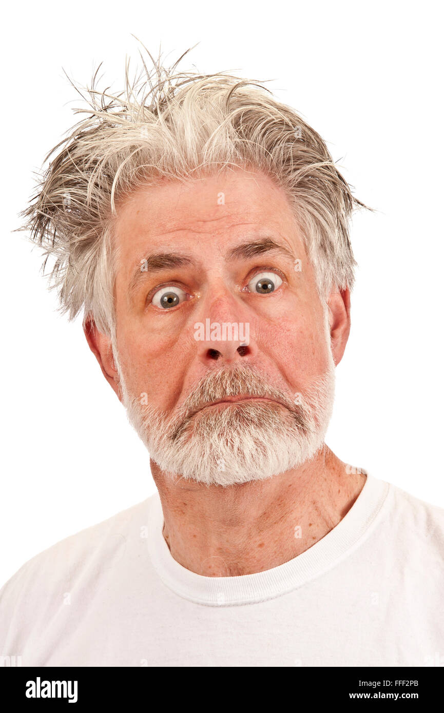 Ridiculous Expression On Silly Older Man Stock Photo - Alamy