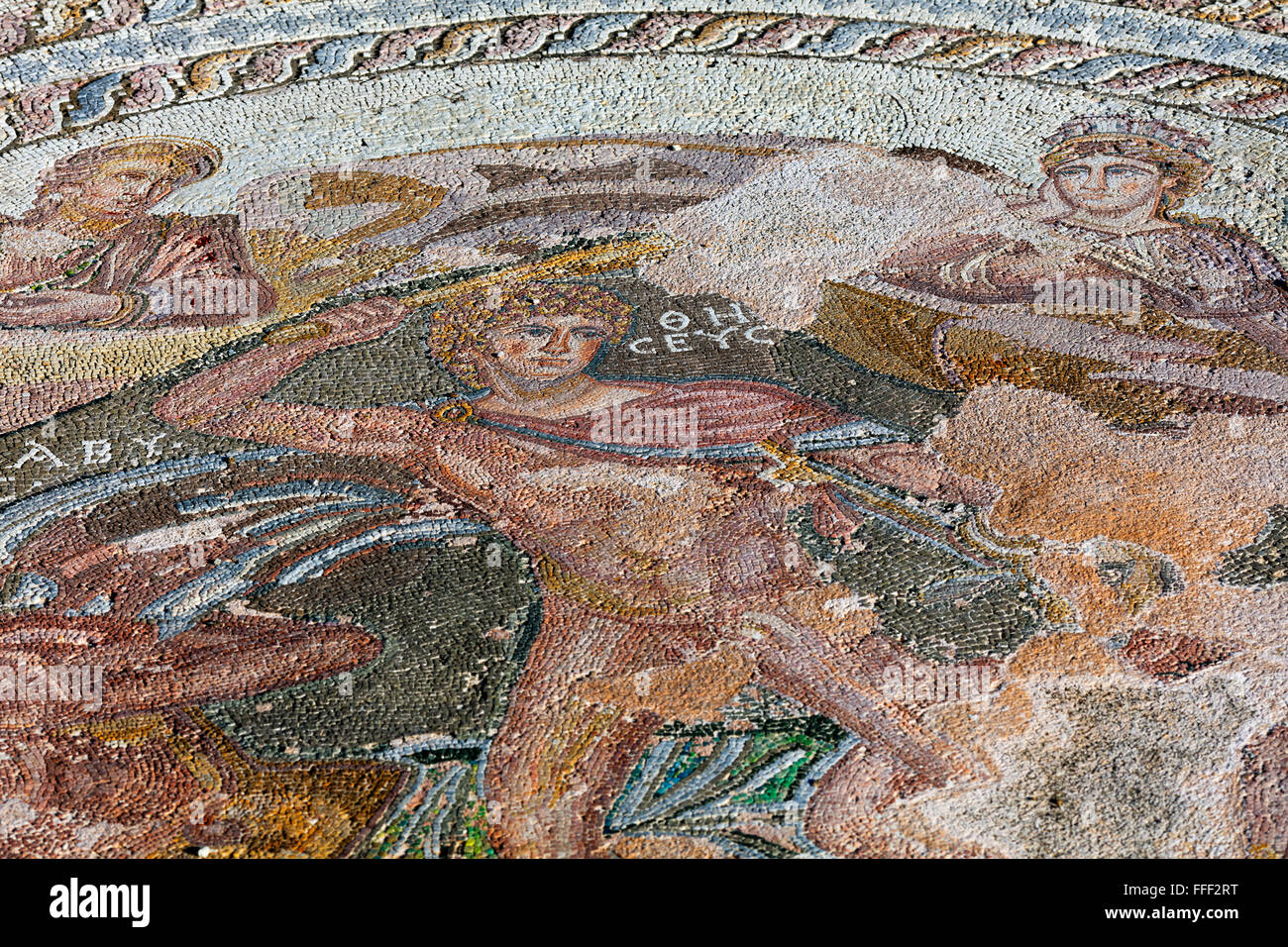 Floor mosaic in House of Theseus (4th century), Paphos, Cyprus Stock ...