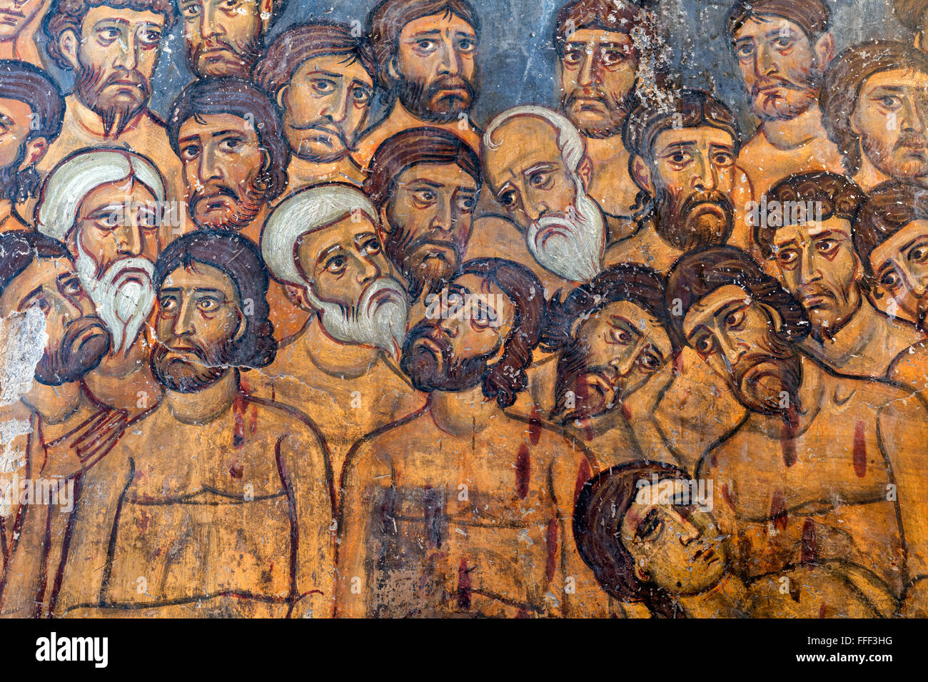 Byzantine fresco with Forty Martyrs of Sebaste, church in Troodos ...