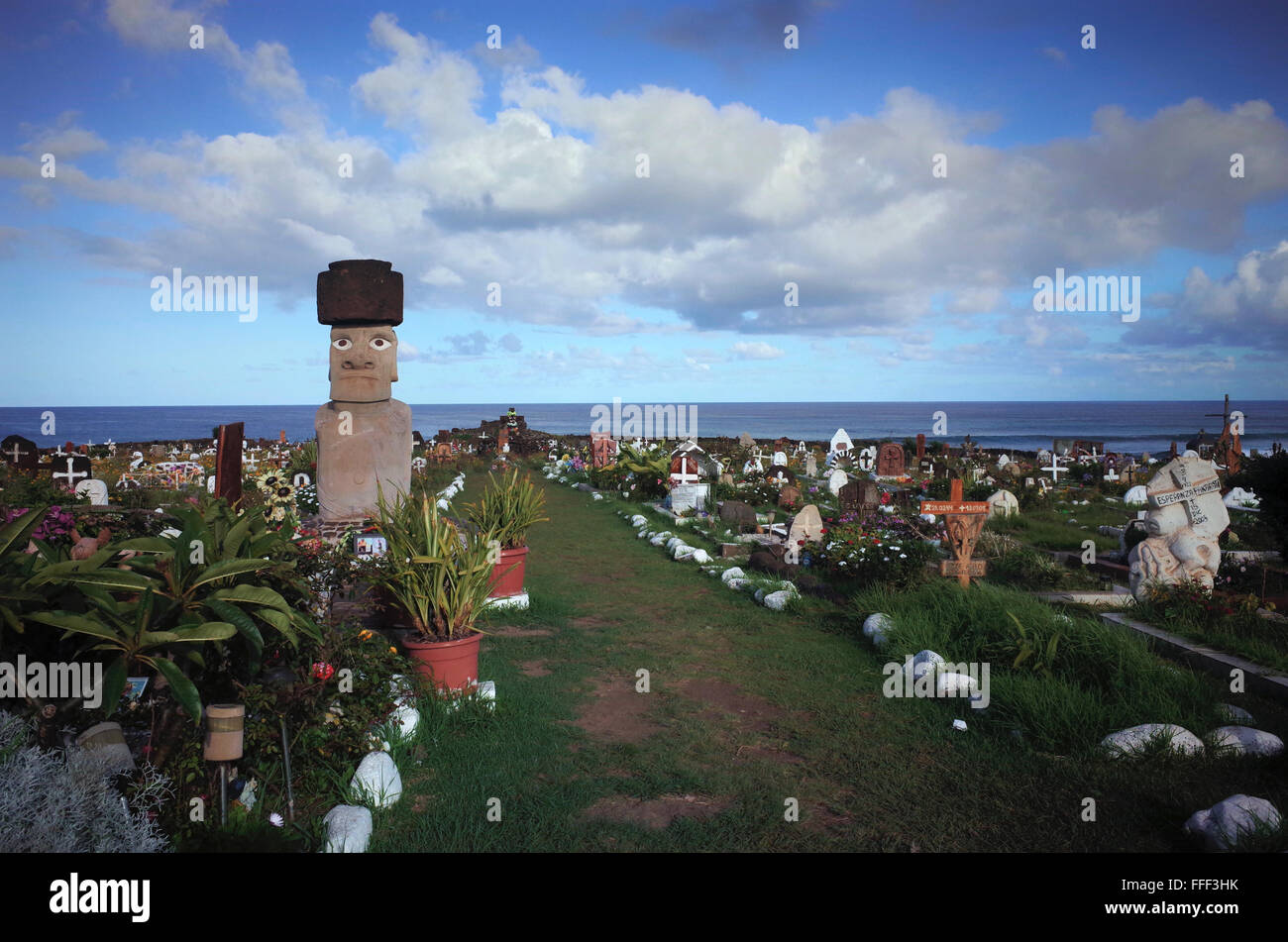 Cemetery Easter Island, Rapa Nui Stock Photo - Alamy