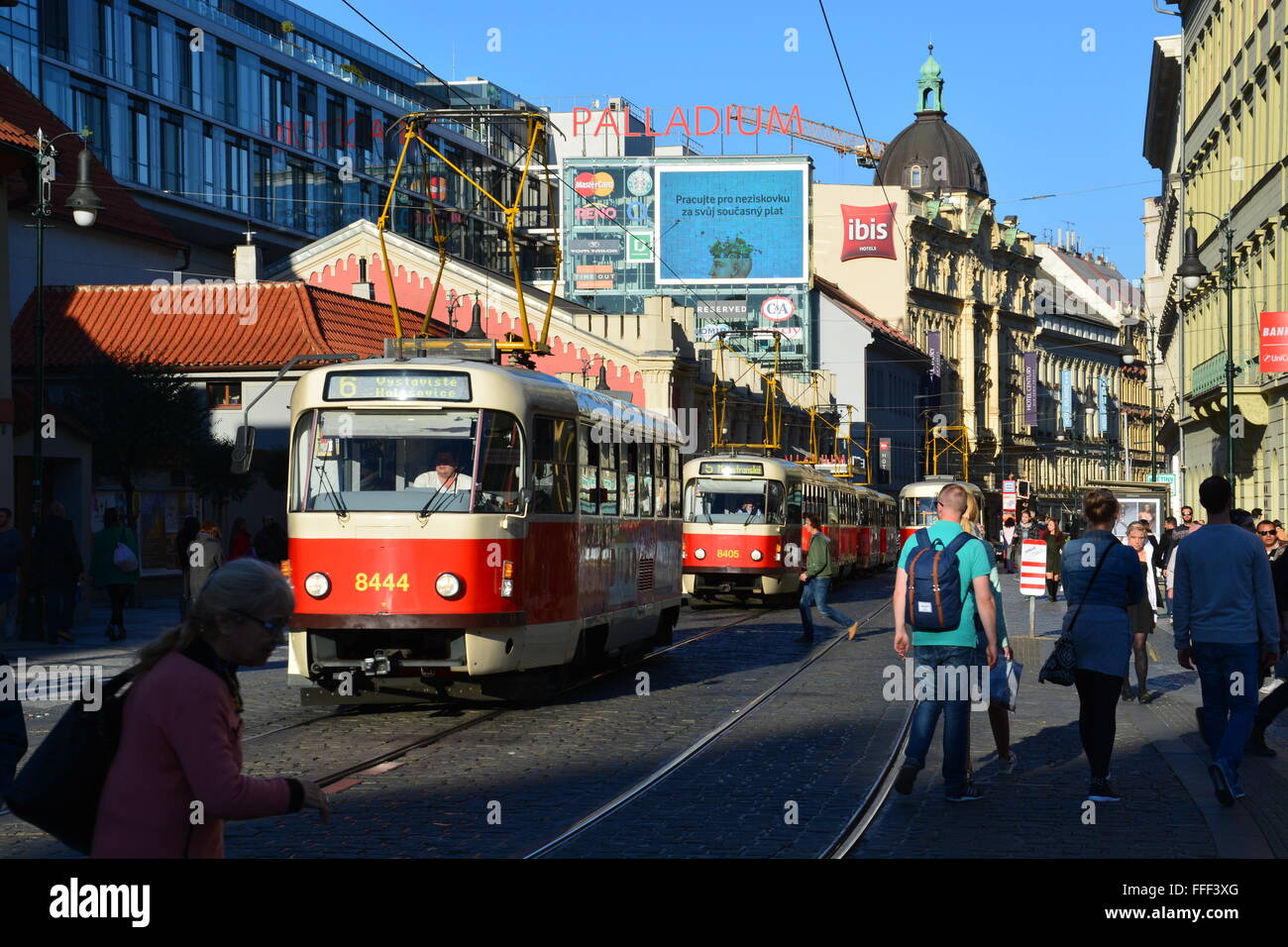 Old tram on prague street hi-res stock photography and images - Alamy