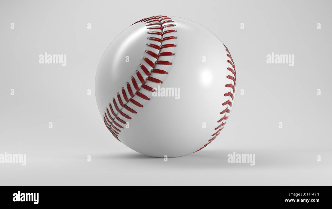 Single Baseball Ball with Shadow on White Background 3D Illustration ...