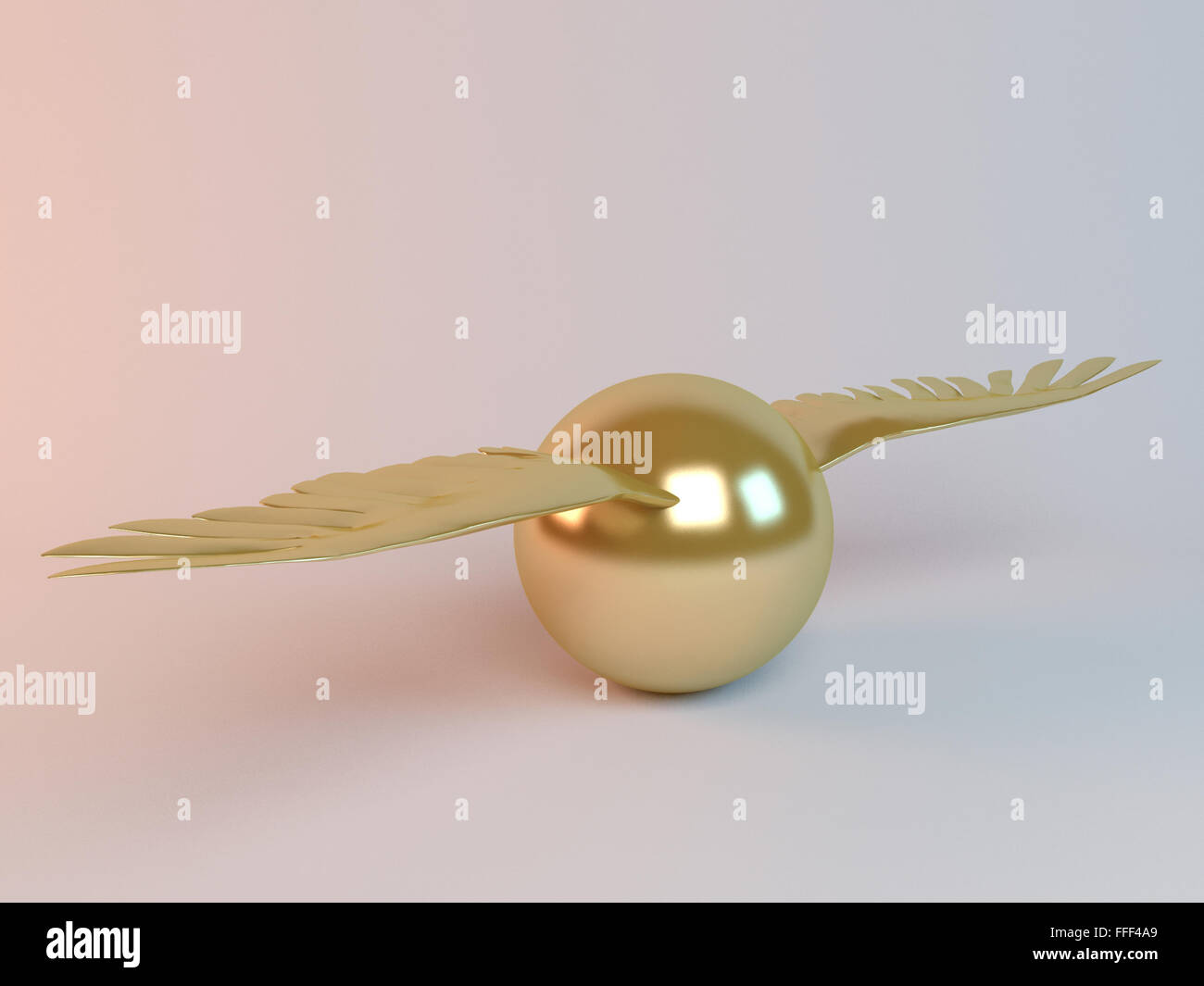 Golden 3D flying sphere inside a stage with high render quality to be ...