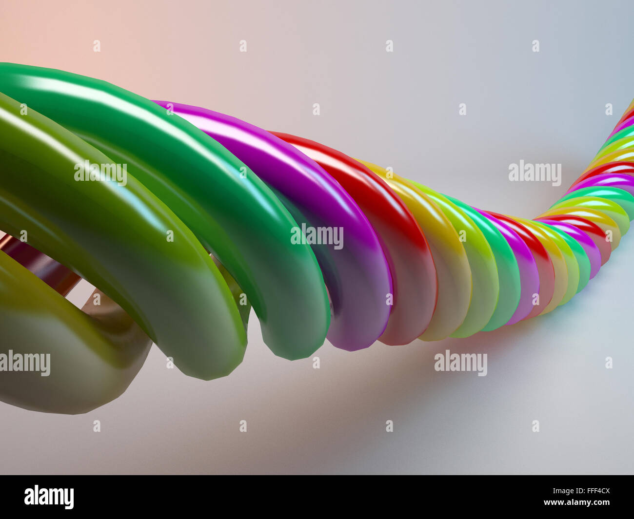 twisted multicolored plastic cables 3d render with reflection inside a ...