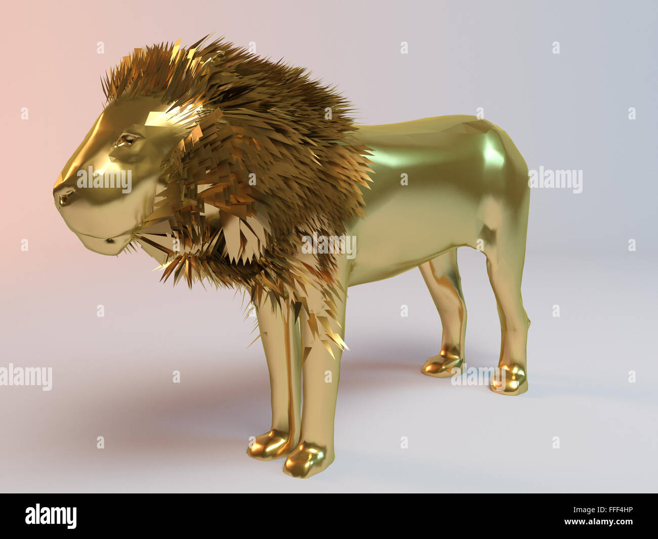 Golden 3D animal inside a stage with high render quality to be used as ...