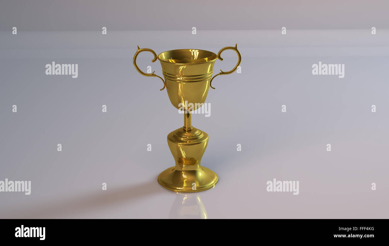 Golden 3d object inside a white stage (world cup Stock Photo - Alamy